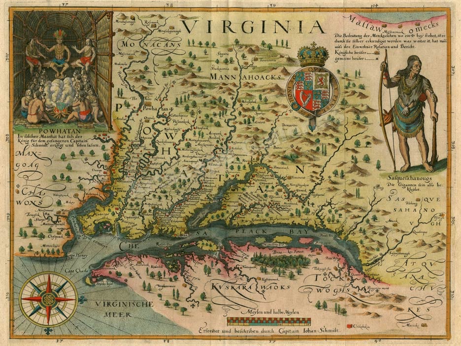 1620s “Virginia” Vintage Style Early Colonial America Map - 20x28 | eBay
