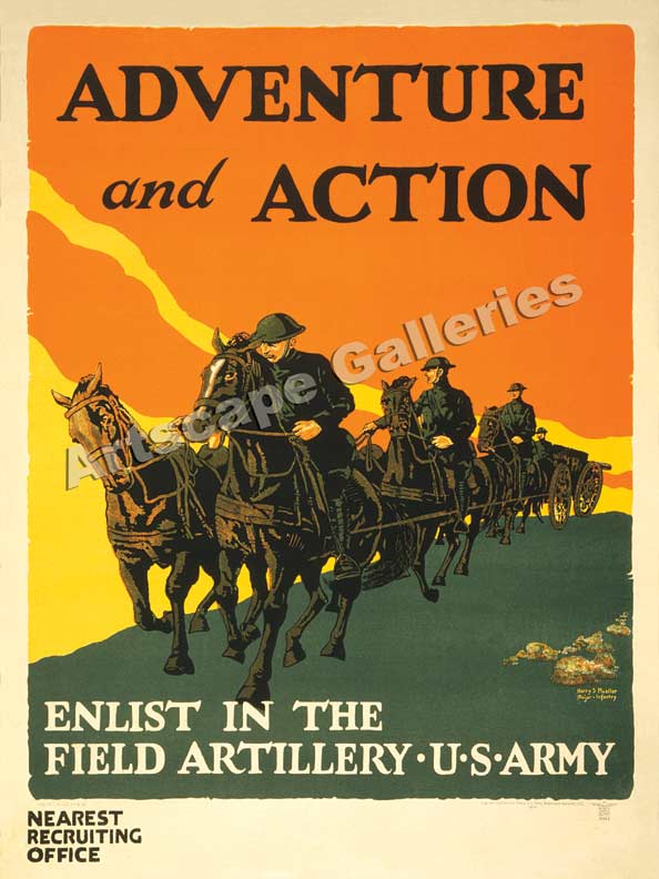 Enlist in Field Artillery 1919 US Army WW1 Poster 24x32 | eBay