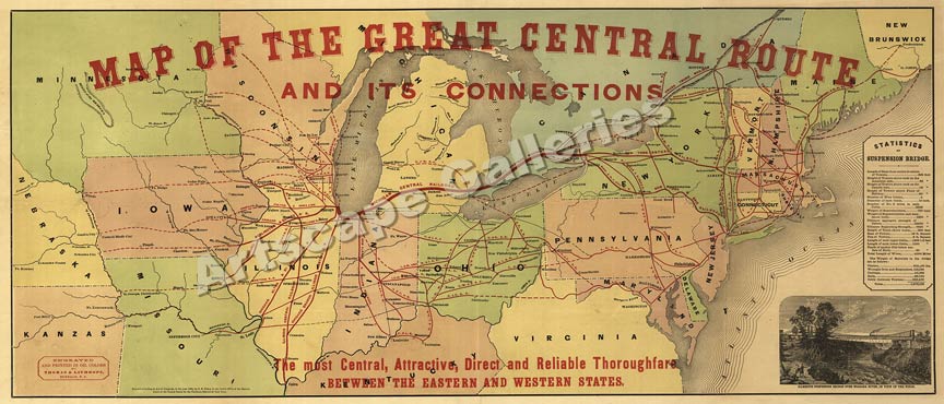 1856 Railroad Map: Great Western Railway - 24x56 | eBay
