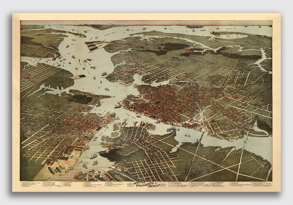 16x24 1891 Roanoke Virginia Vintage Old Panoramic City Map Art Posters ...