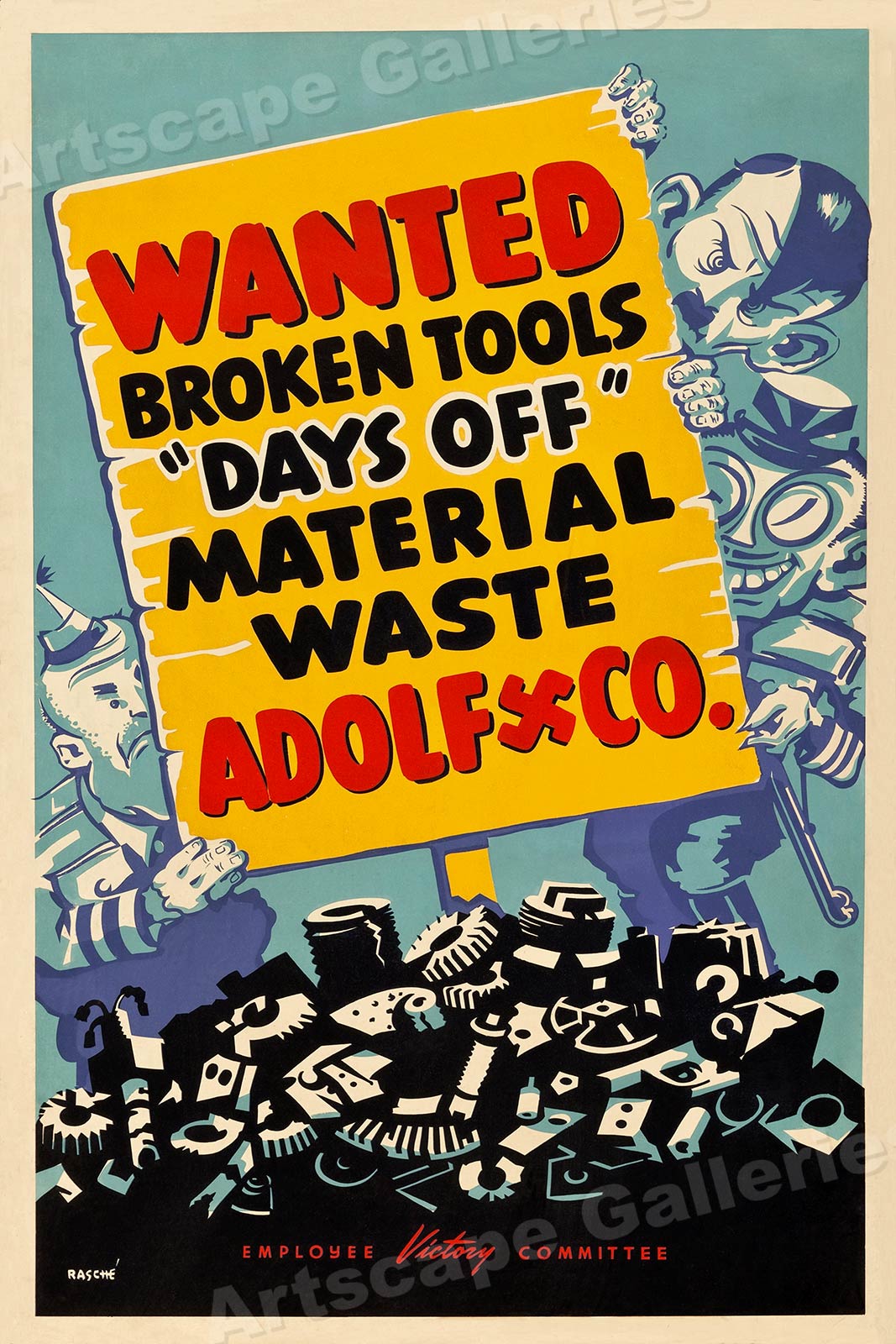 1943 Wanted: Broken Tools Industrial WW2 Poster - 20x30 | eBay