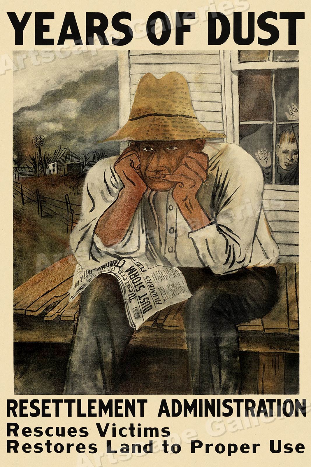 1930s Dust Bowl Poster "Years of Dust" Resettlement Administration ...