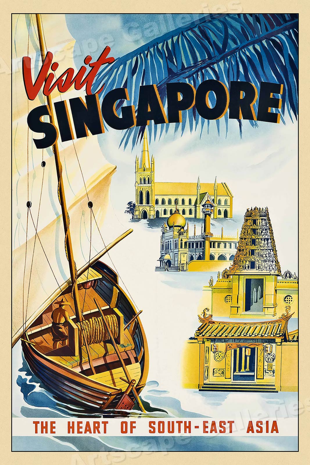 1950s “Visit Singapore” Vintage Style Asian Travel Poster - 24x36 | eBay