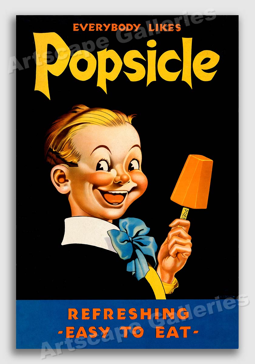 Popsicle - Refreshing! 1930s Unusual Vintage Style Advertising Poster ...