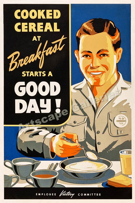 1940s “Good Breakfast” Vintage Style American War Poster - 24x36 | eBay
